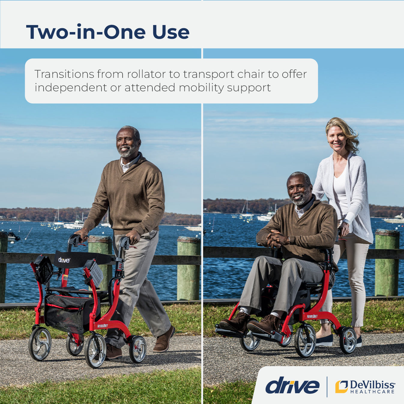 Nitro® Duet Rollator & Transport Chair Combo | Drive Medical at Home ...