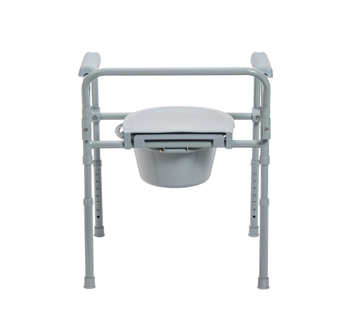 Steel Folding Deep Seat Bedside Commode with Liners, Gray – Drive At ...