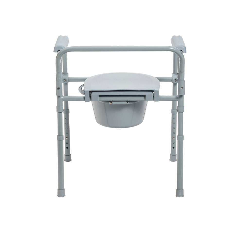 Steel Folding Deep Seat Bedside Commode with Liners, Gray – Drive At ...