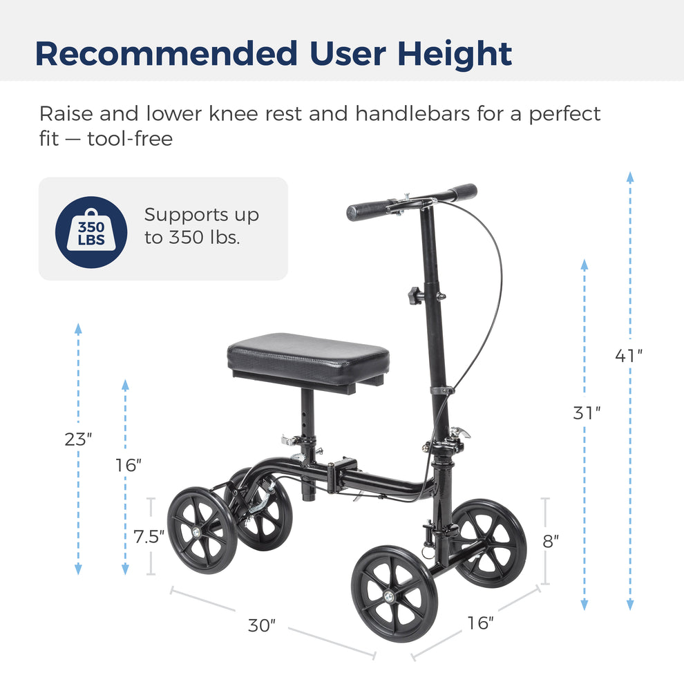 Steerable Folding Knee Walker Knee Scooter, Alternative to Crutches ...