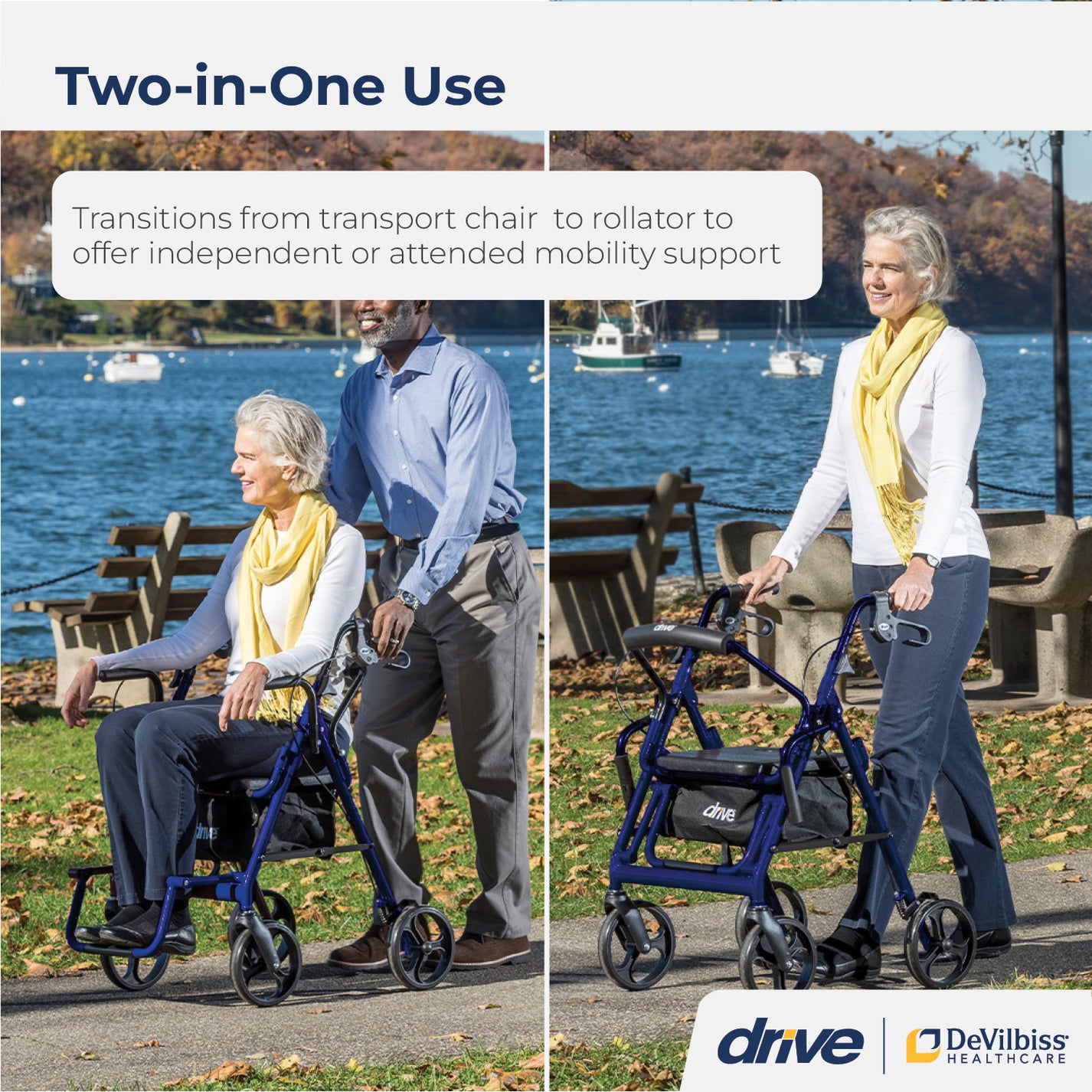 Duet 2-in-1 Rollator and Transport Wheelchair | Drive Medical at Home ...
