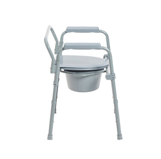 Steel Folding Deep Seat Bedside Commode with Liners, Gray – Drive At ...