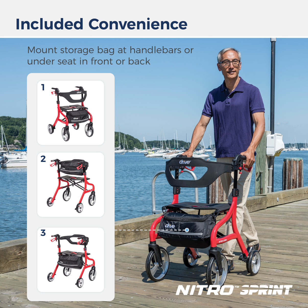 Nitro® Sprint Rollator with Tray & Accessories | Drive Medical at Home ...
